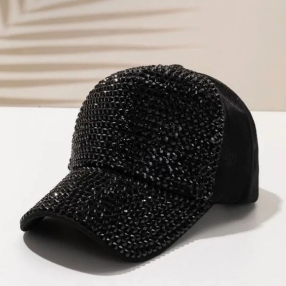 Accessories | Rhinestone Black Denim Hat Nwt | Poshmark